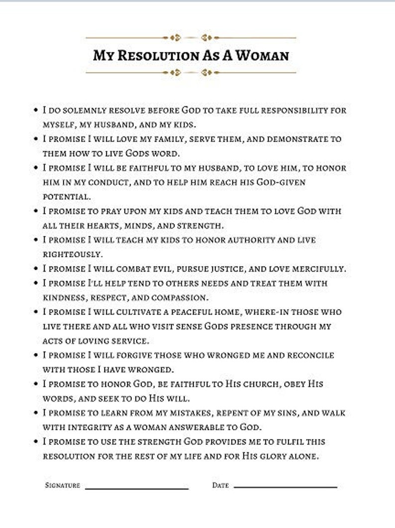 Christian Resolution Religious Contract (women's Version) Digital ...