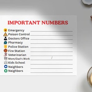 Emergency Contact List Printable: Medical & 911 Information (digital ...