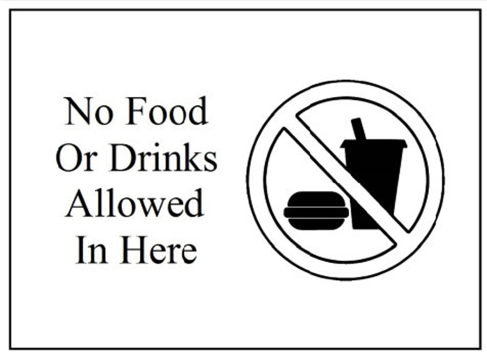 No Food or Drinks Digital Printable Work Sign Office Sign - Etsy