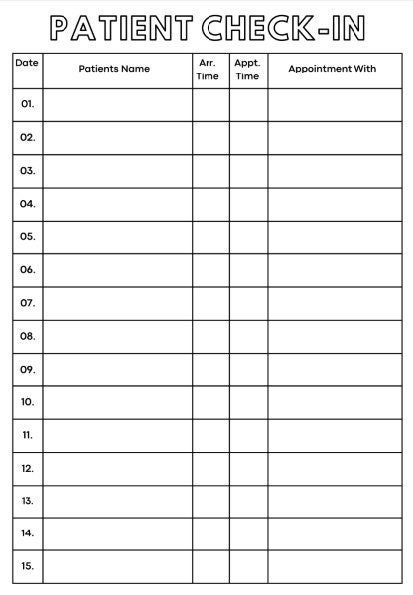 Doctors Office, Sign-in Sheet, Digital Printable, Patient Check-in ...
