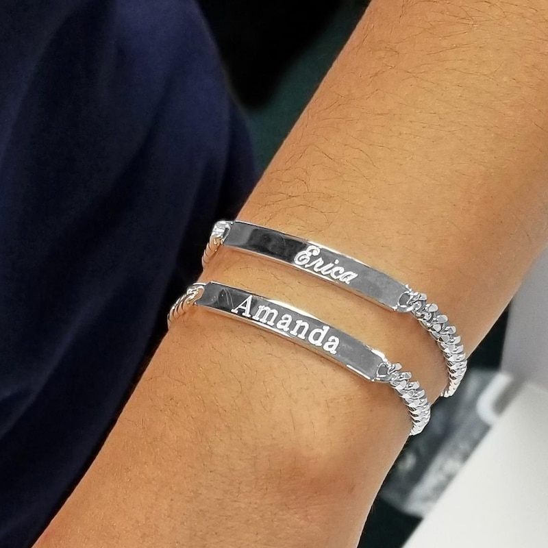 Curb Id Bracelet Sterling - Etsy