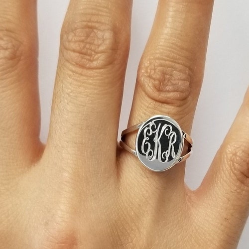 Monogram Sterling Silver Ring Monogram Engagement Ring - Etsy