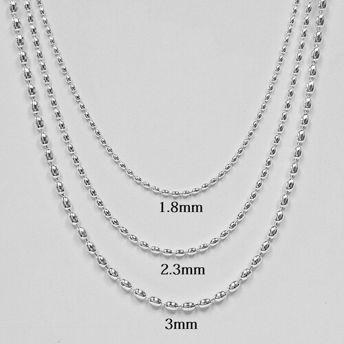 Sterling Silver 1.8 Mm Rice Bead Chain .925 Oval Chain - Etsy
