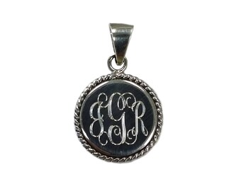 Silver round pendant | Etsy