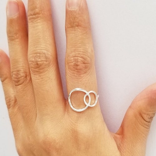 Sterling Silver Two Interlocking Circle Ring Eternity | Etsy