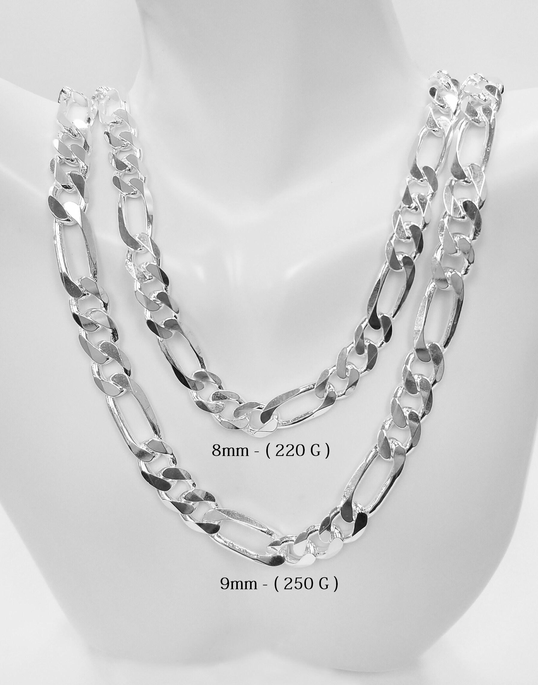 Sterling Silver Solid Men's Figaro Link Chain - Etsy