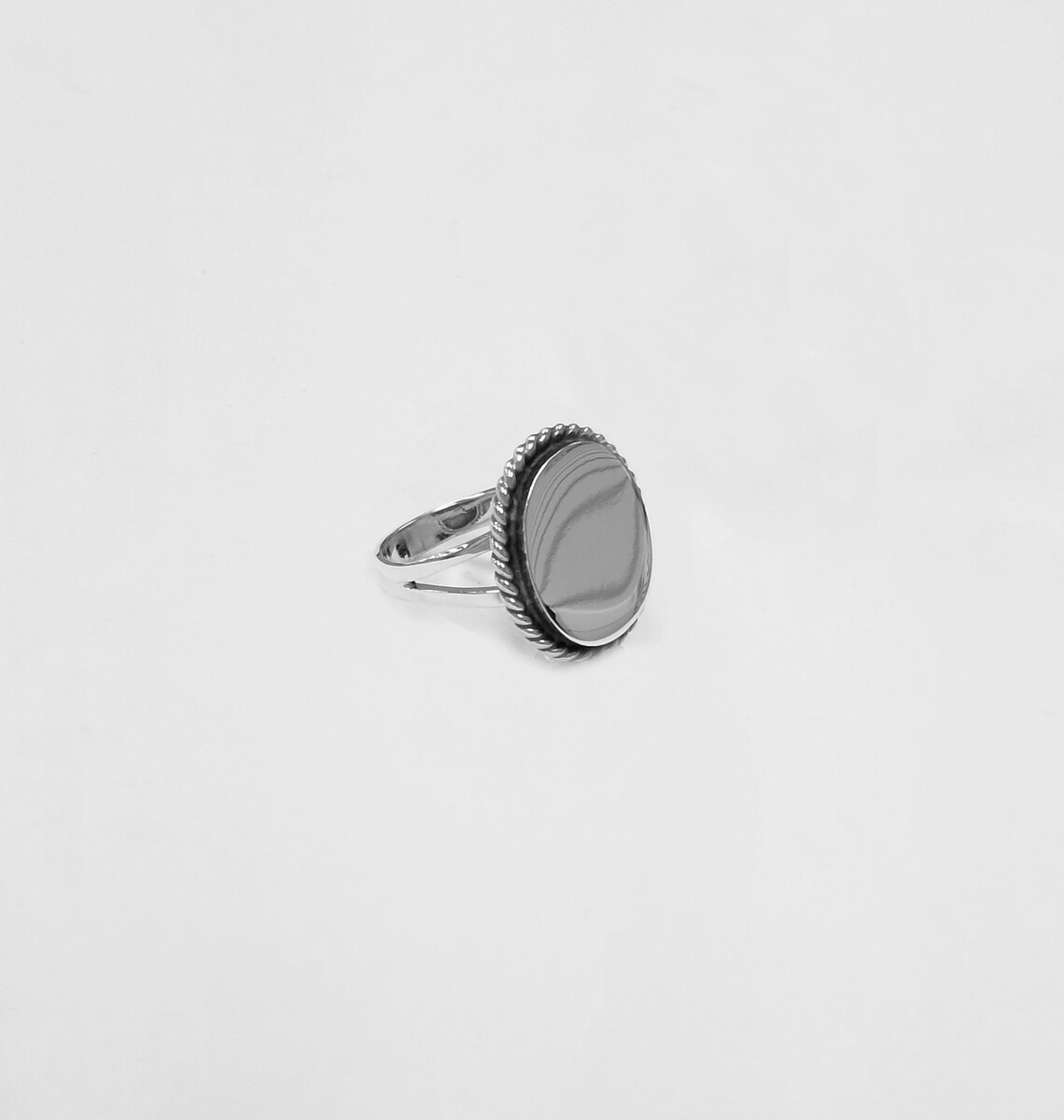 Sterling Silver Rope Edge Oval Ring Monogram Oval Ring | Etsy