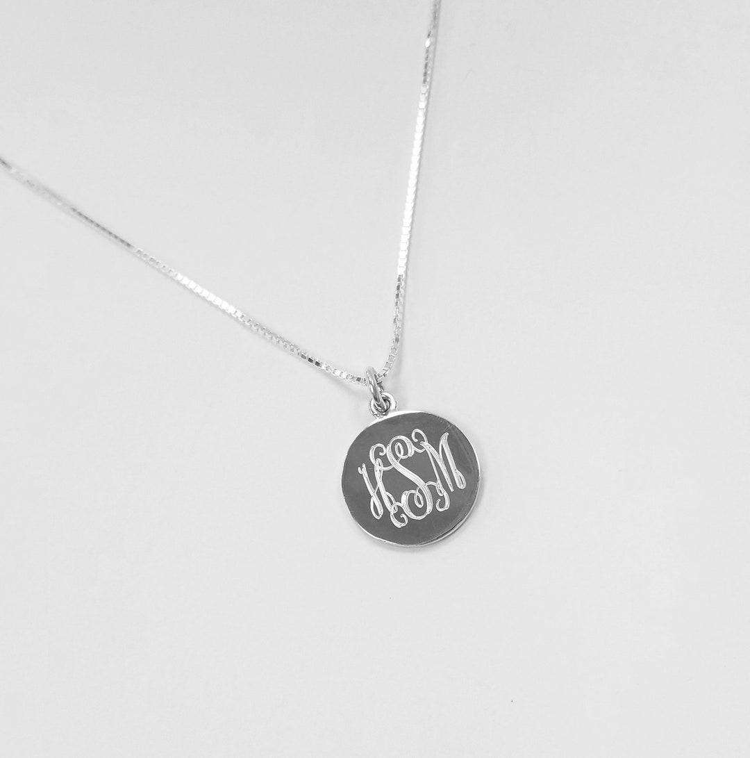 Sterling Silver Personalized Round Disc Pendant Necklace: Engraved ...