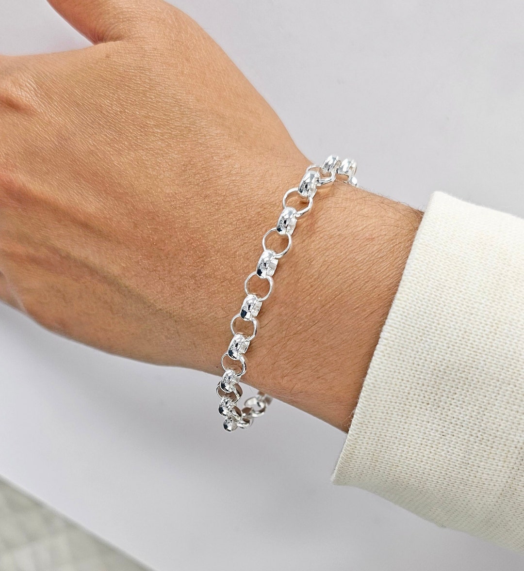 Sterling Silver Rolo Bracelet: Solid Italian Chain (4 Mm/6 Mm) - Etsy
