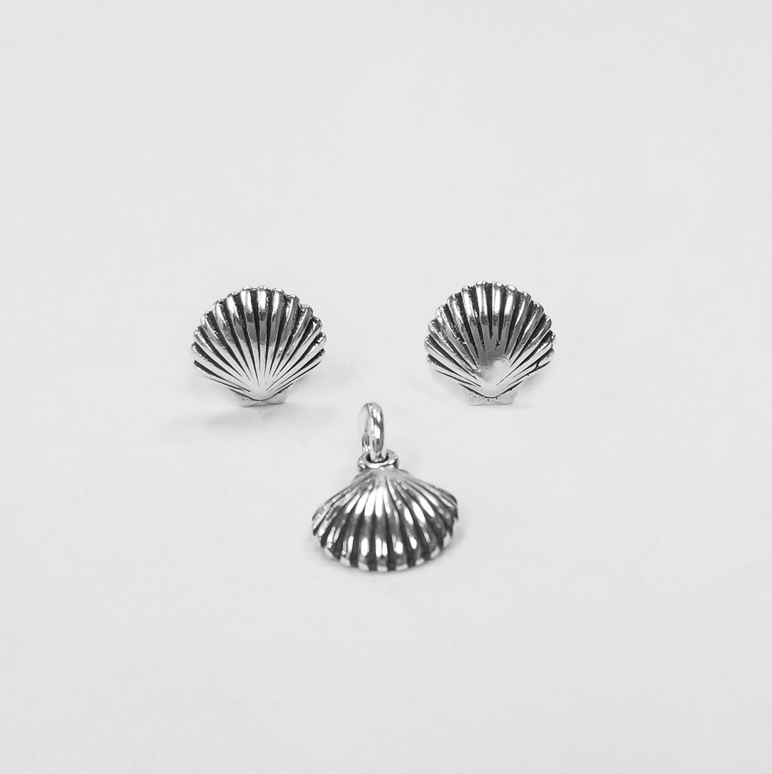 925 Sterling Silver Dainty Sea Shell 3 Pcs Set - Etsy