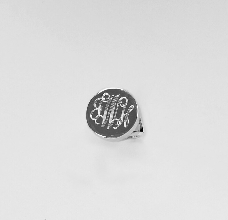 Sterling Silver Round Engraved Ring 925 Silver Round - Etsy