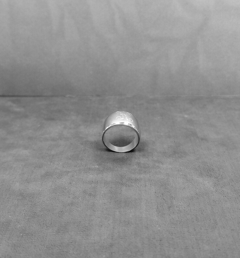 925 Sterling Silver Monogram Signet Cigar Band Dome Ring - Etsy