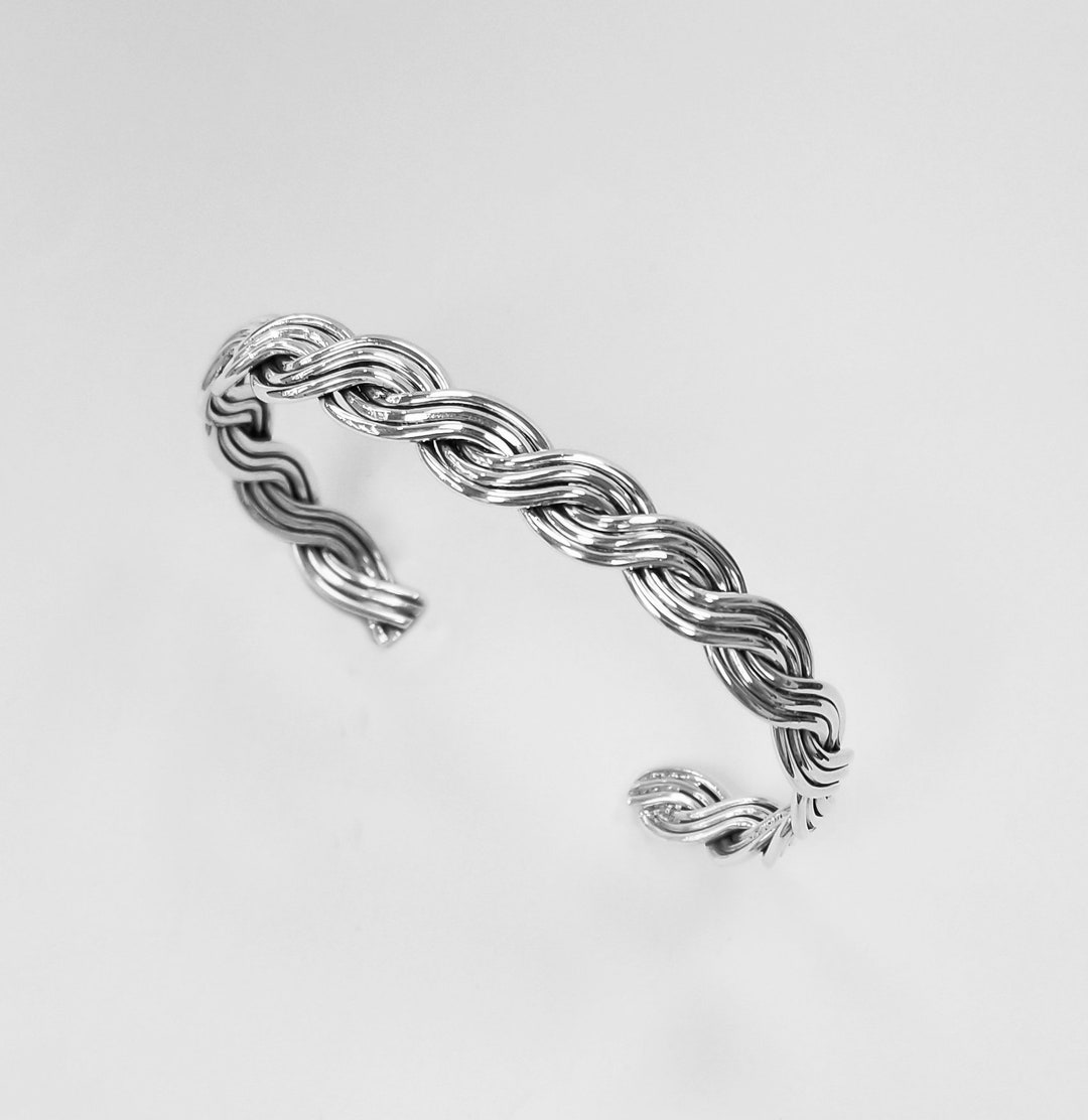 Braided 925 Sterling Silver Wire Handcraft Bracelet - Etsy