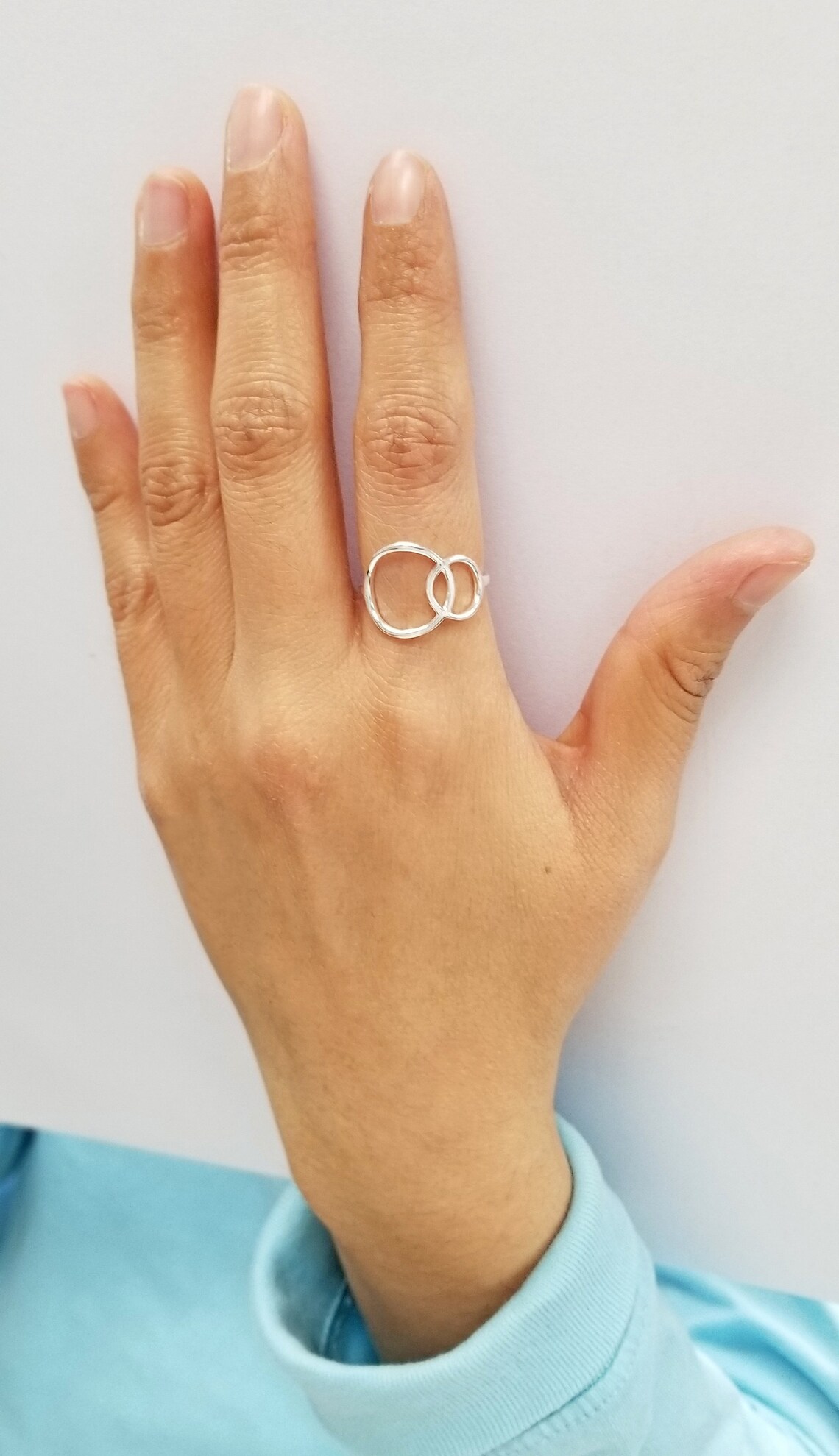 Sterling Silver Two Interlocking Circle Ring Eternity - Etsy