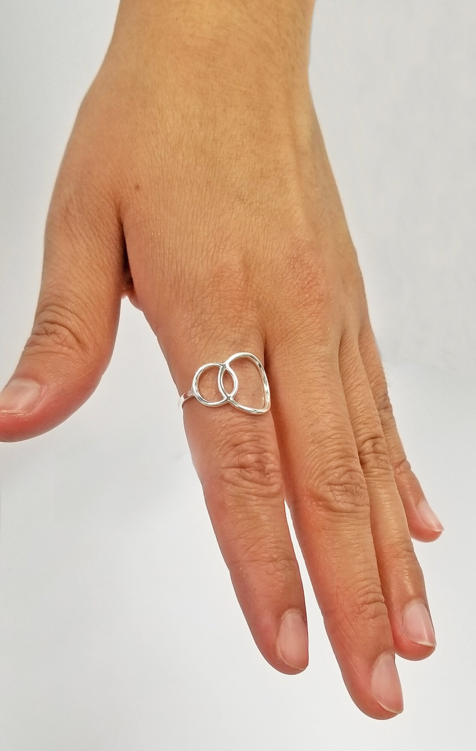 Sterling Silver Two Interlocking Circle Ring Eternity | Etsy