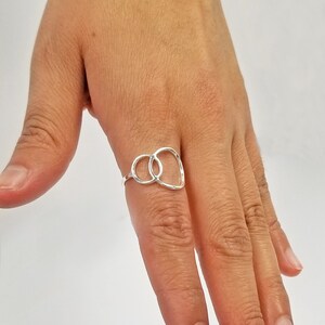 Sterling Silver Two Interlocking Circle Ring Eternity | Etsy