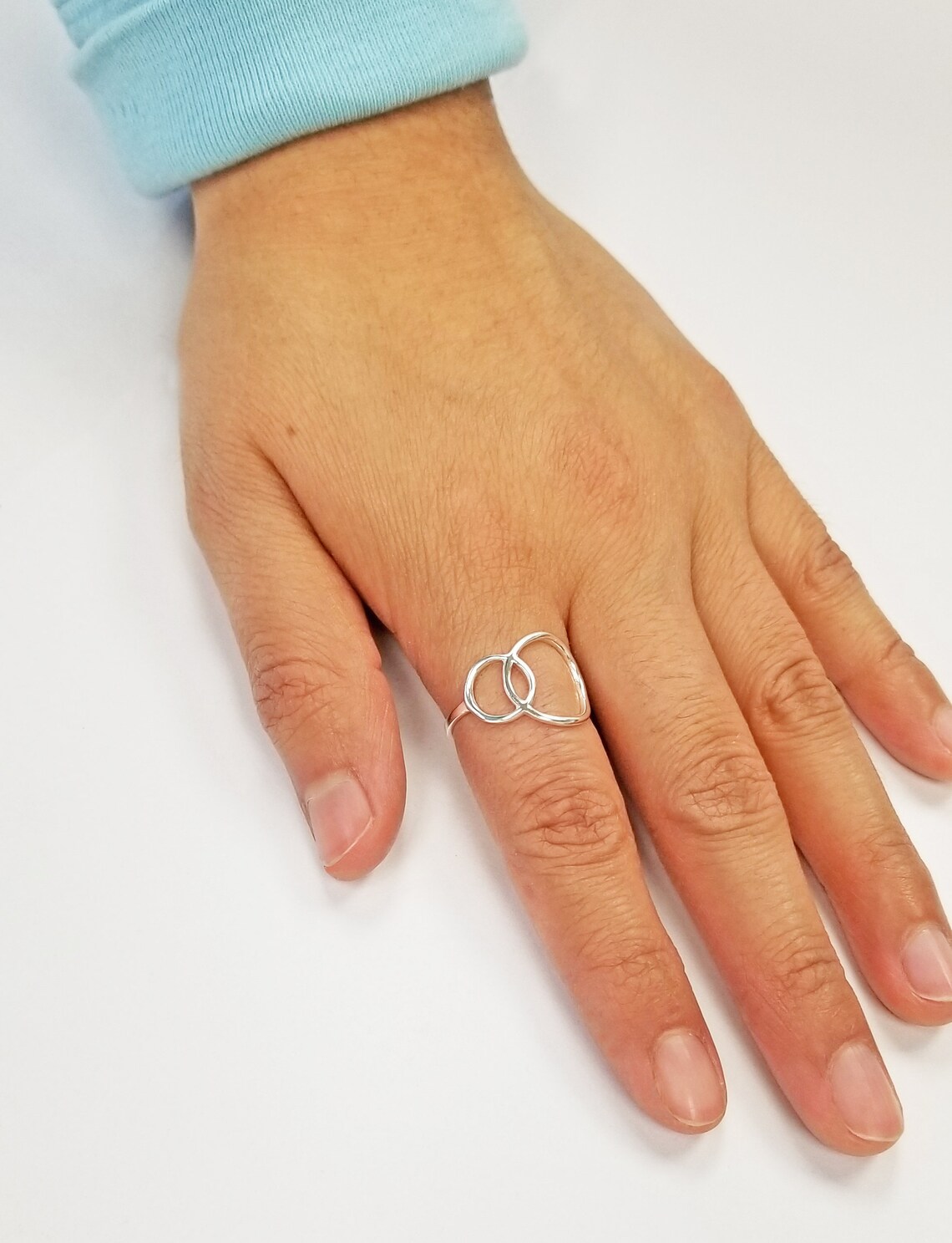 Sterling Silver Two Interlocking Circle Ring Eternity | Etsy