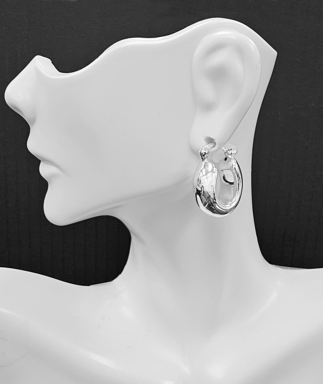 Sterling Silver Concave Hoop Earrings: Chunky Electroform Silver ...