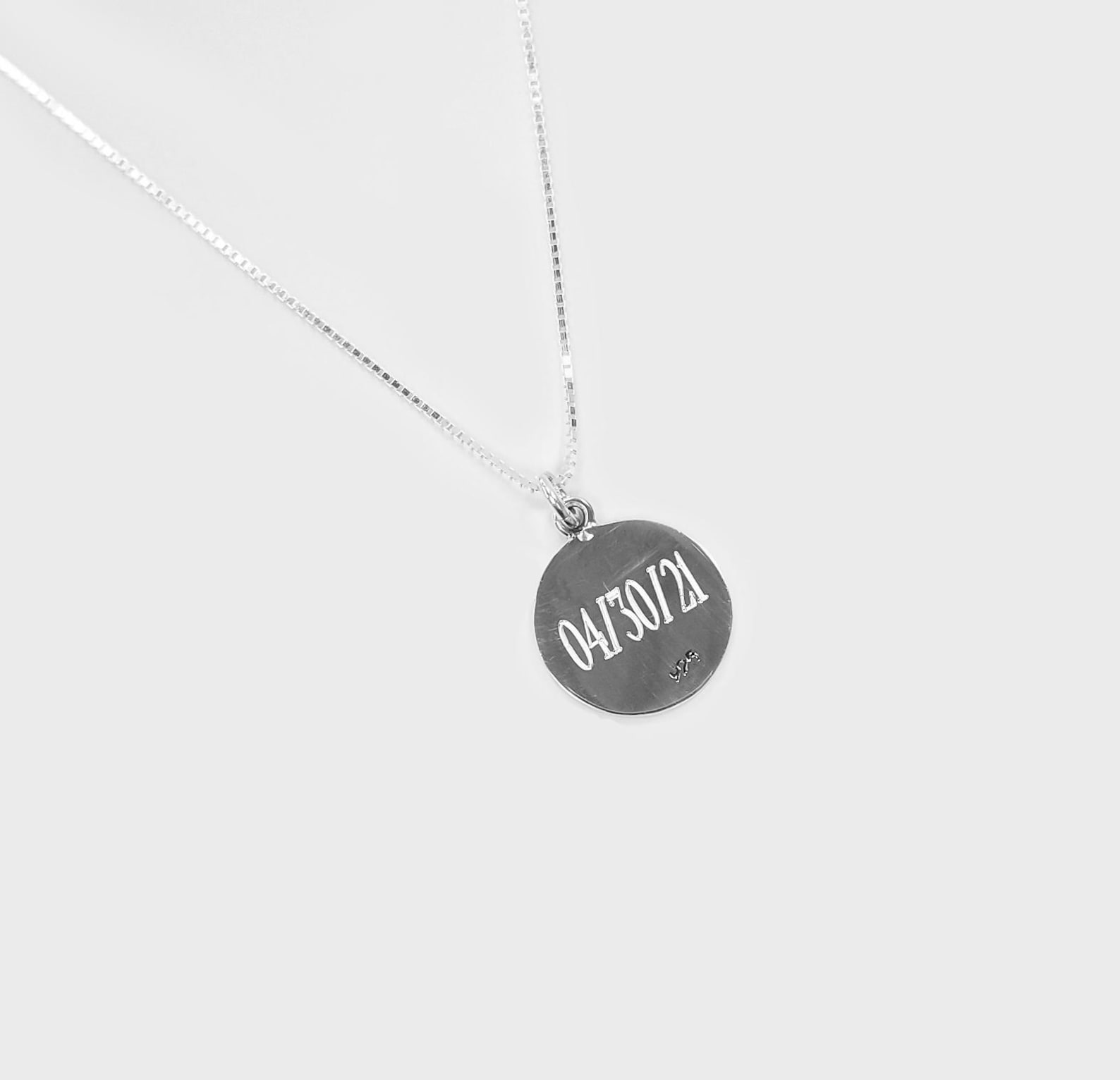 Sterling Silver Personalized Round Disc Pendant Necklace: Engraved ...