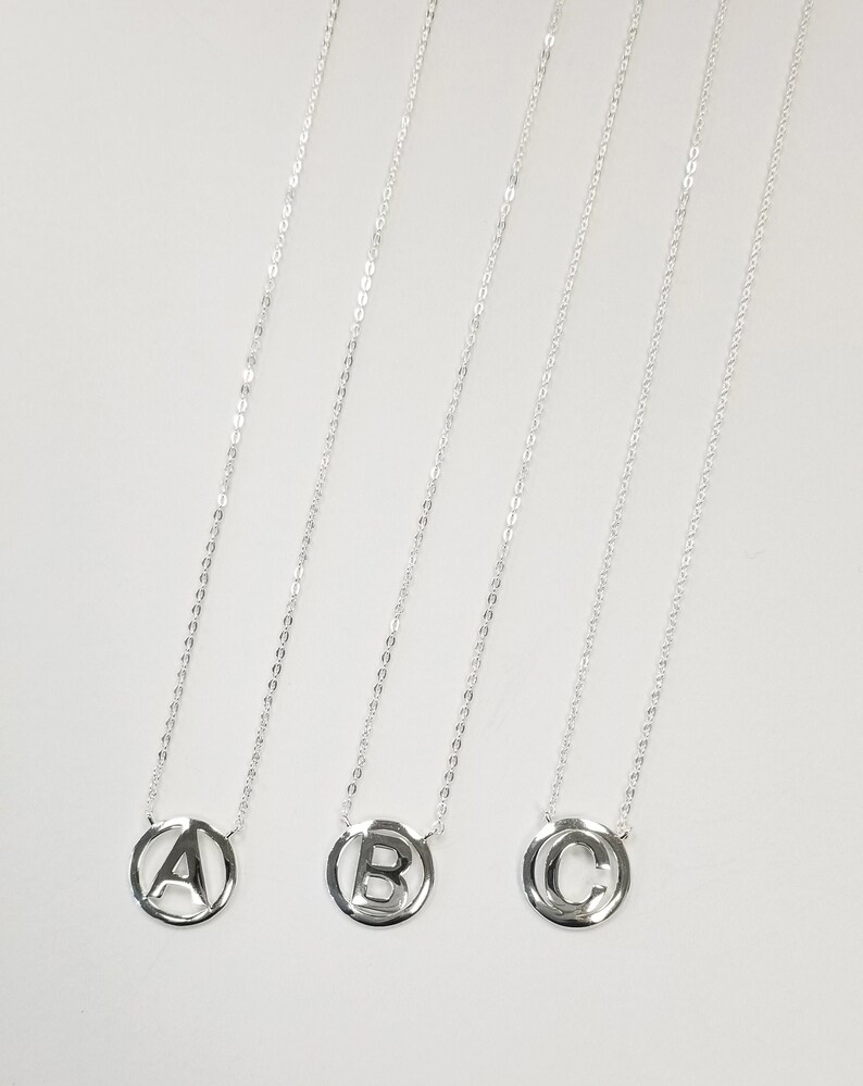 Sterling Silver Circle Initials Necklace - Etsy