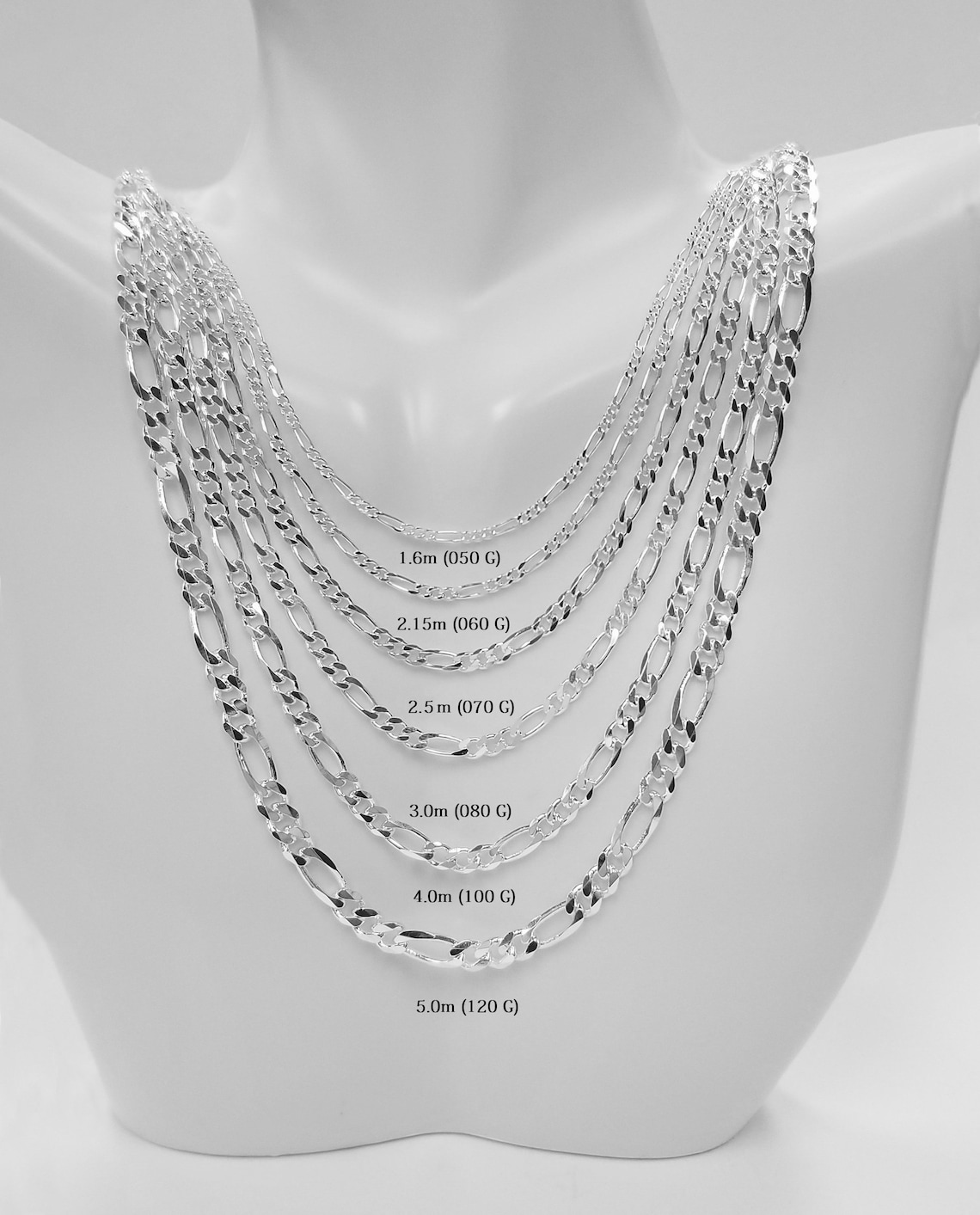925 Sterling Silver Figaro Solid Chain Necklace/bracelet for - Etsy 925 Sterling Silver Figaro Solid Chain Necklace/bracelet for - Etsy