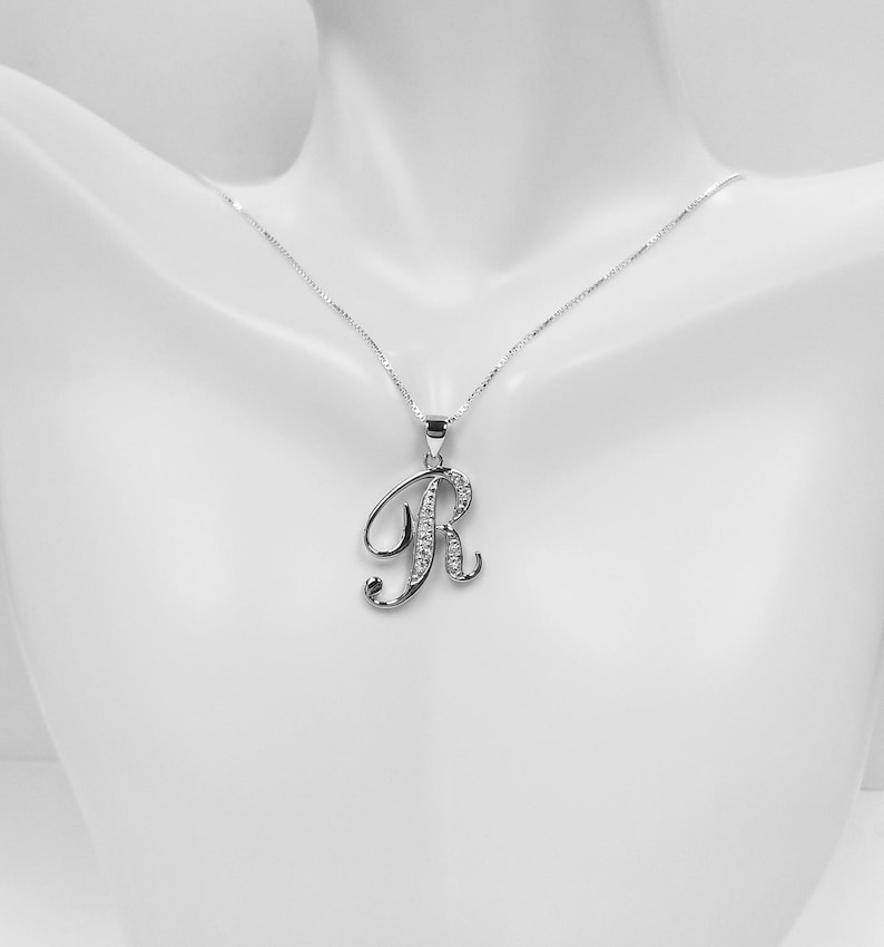 925 Sterling Silver CZ Initial Charms - Etsy