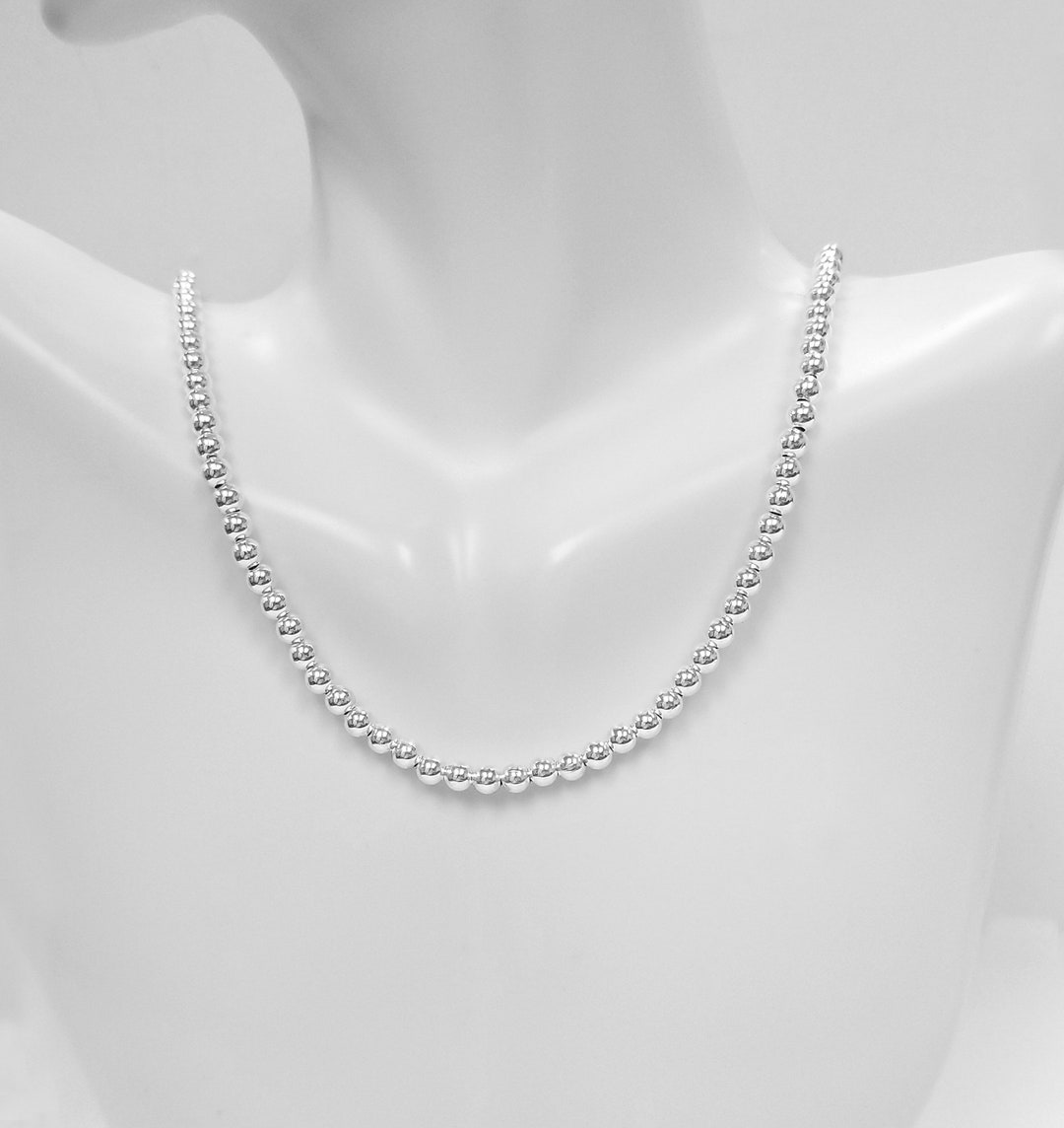 925 Sterling Silver 4 Mm Bead Chain, Italy Made - Etsy