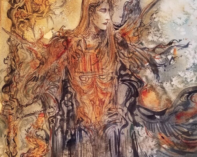 ORIGINAL Loki Watercolor Painting Norse Mythology Trickster God Serpent ...
