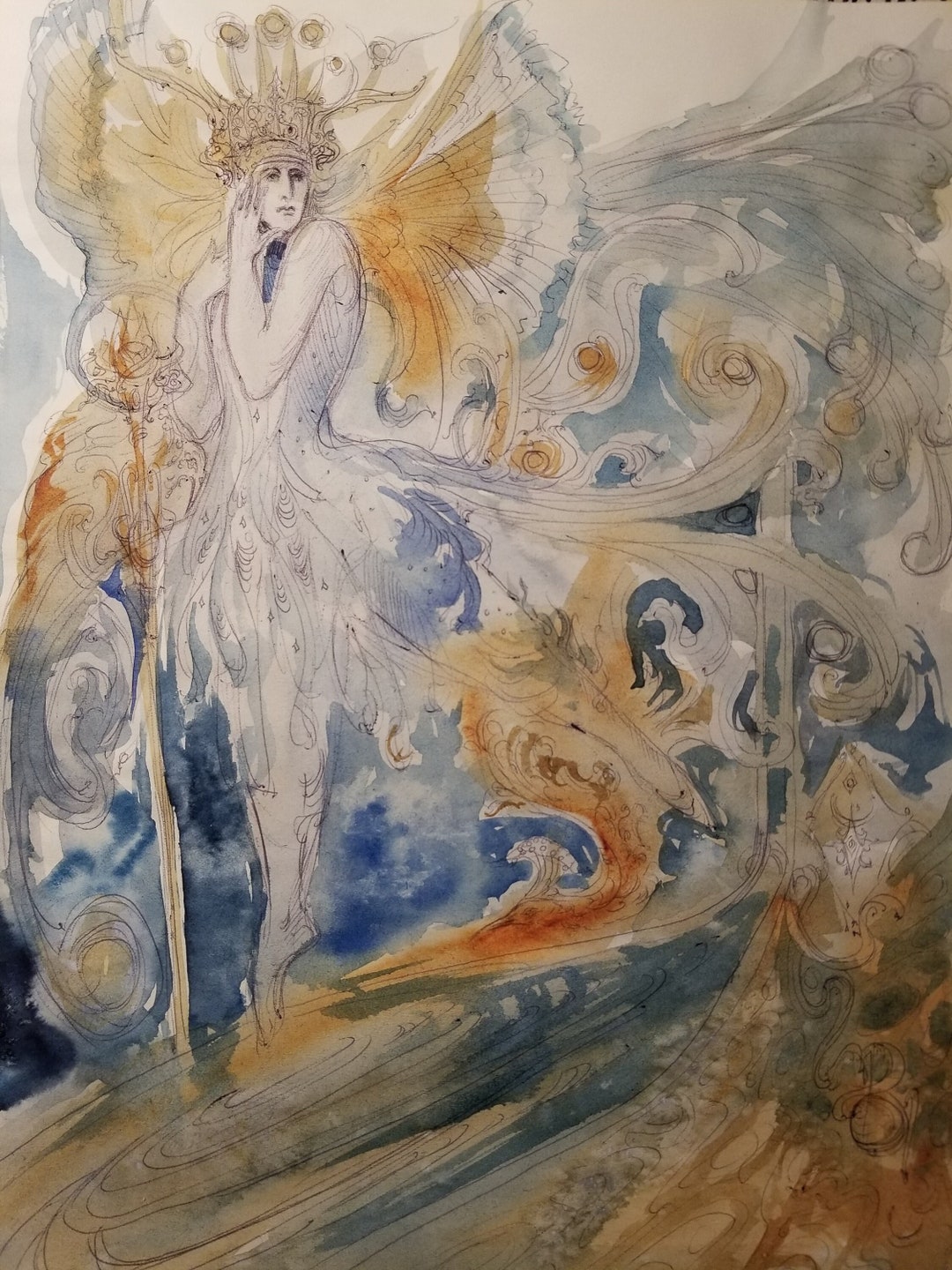 Original Artwork Winter Frost Fae Elven Spirt North Wind Winged Ice ...