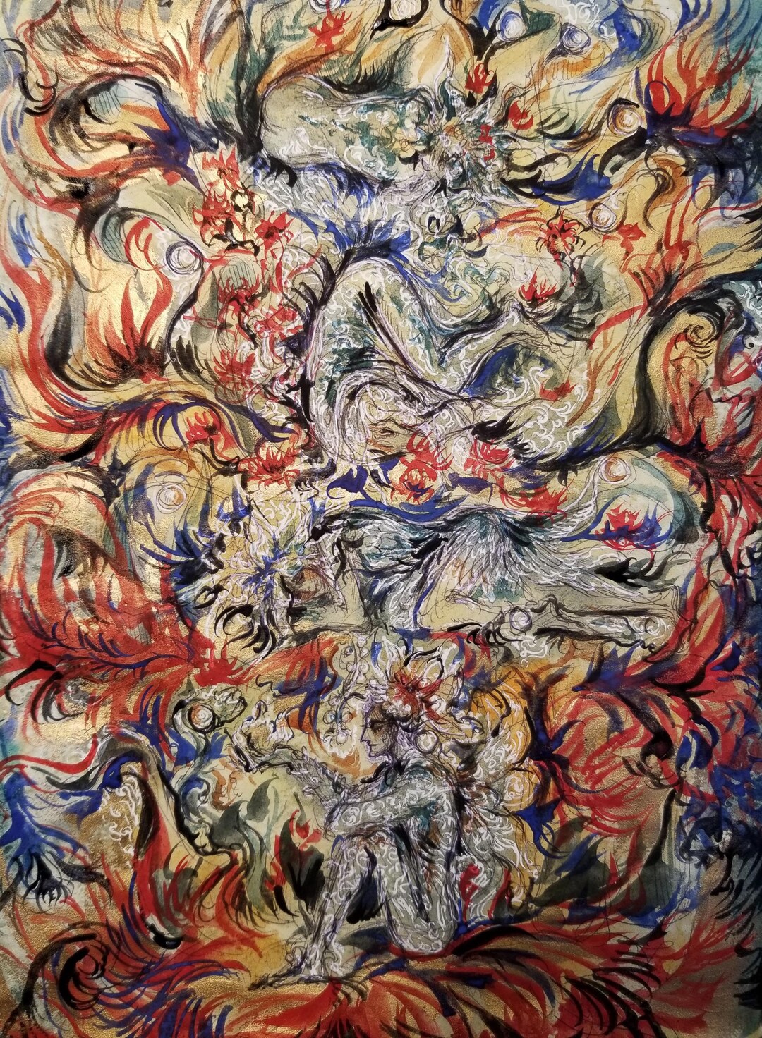 ORIGINAL Flowers Watercolor Painting Secret Garden Mystic Woodland ...