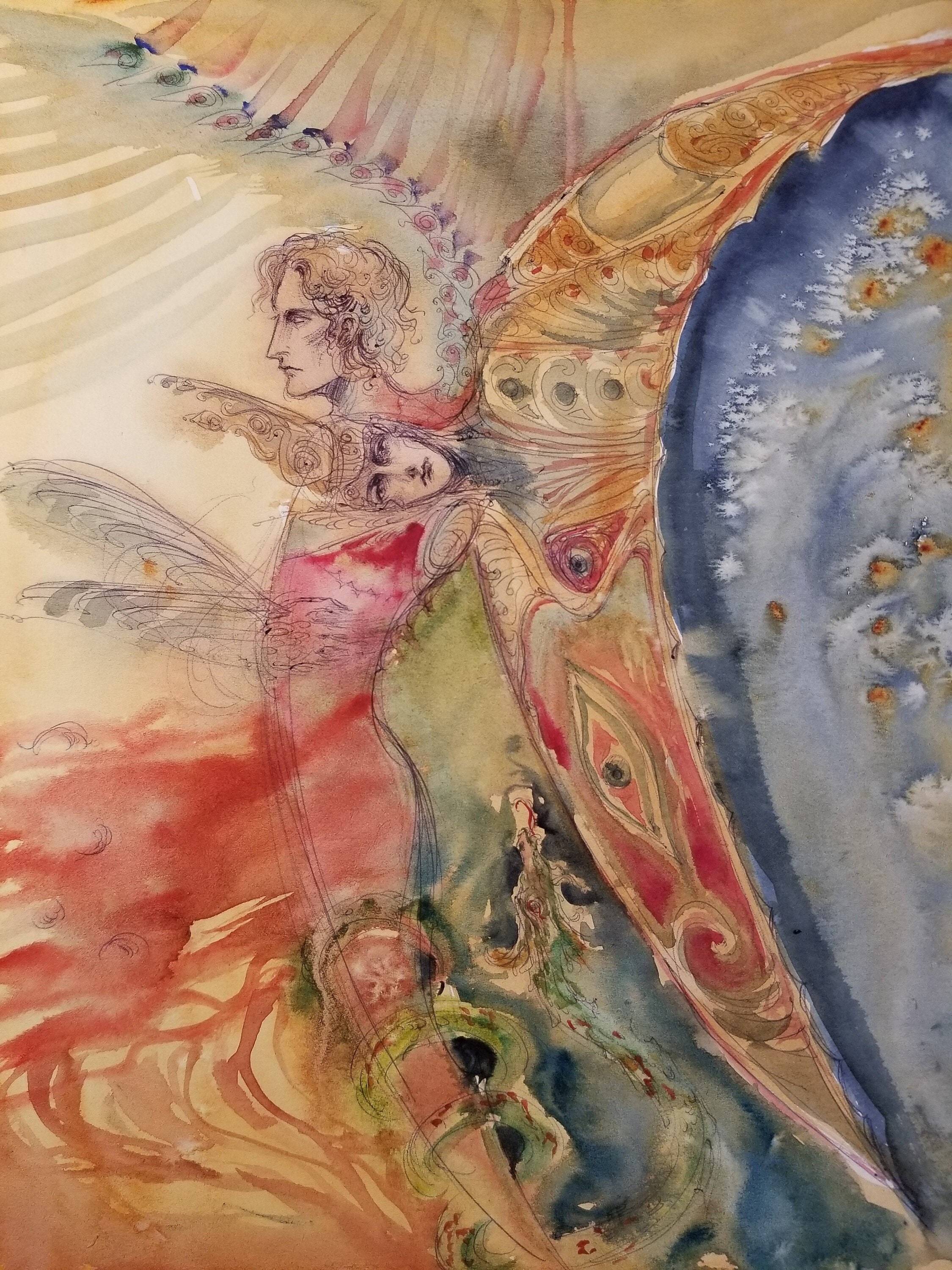 Original Watercolor Painting Lucifer and Lilith Surreal Fallen Angel ...