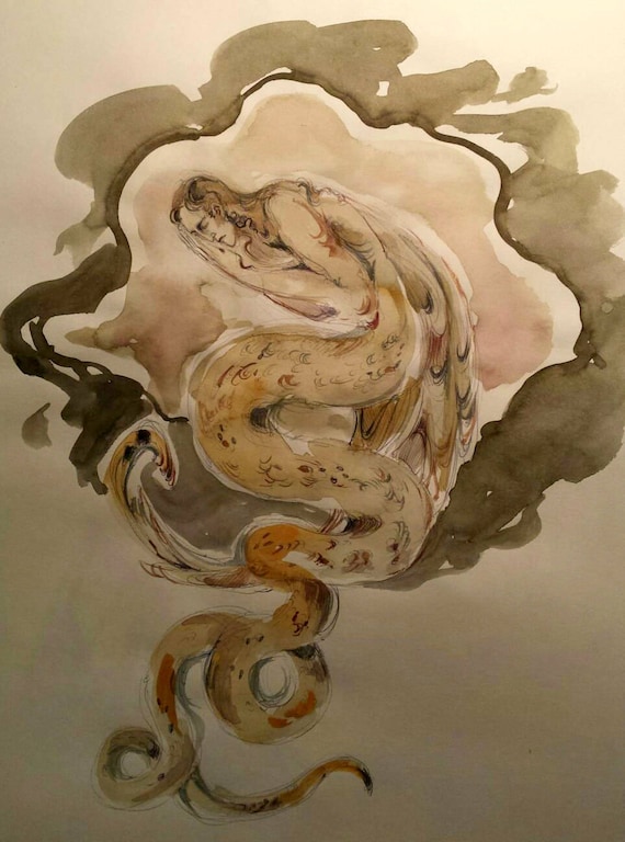 Items similar to Ophioneus Original Painting Ancient Greek Mythology ...