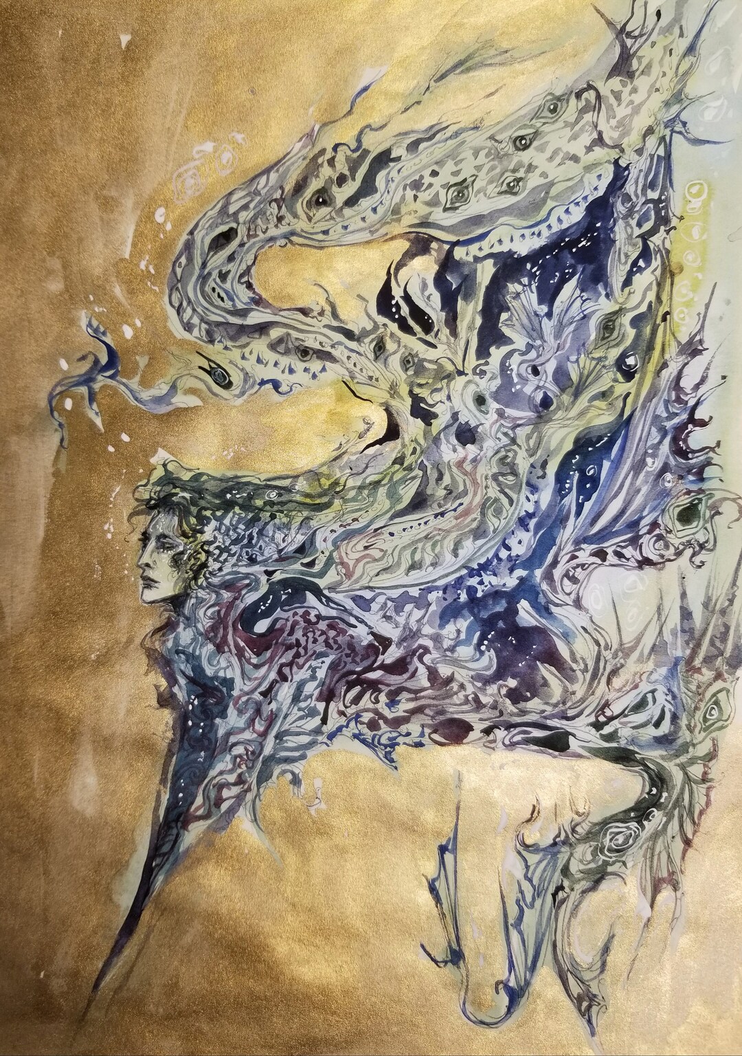 Nereid Original Watercolor Painting Underwater Cryptid Monster Mythic ...