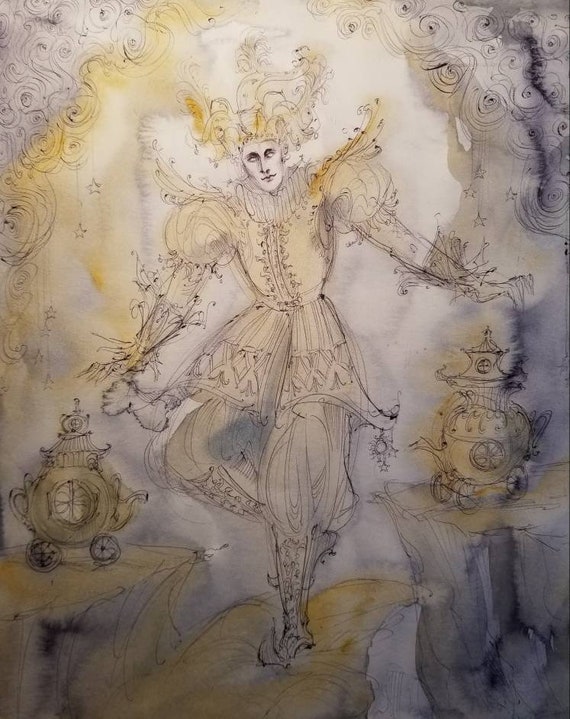 The Jester Original Painting Dark Carnival Circus Masquerade - Etsy