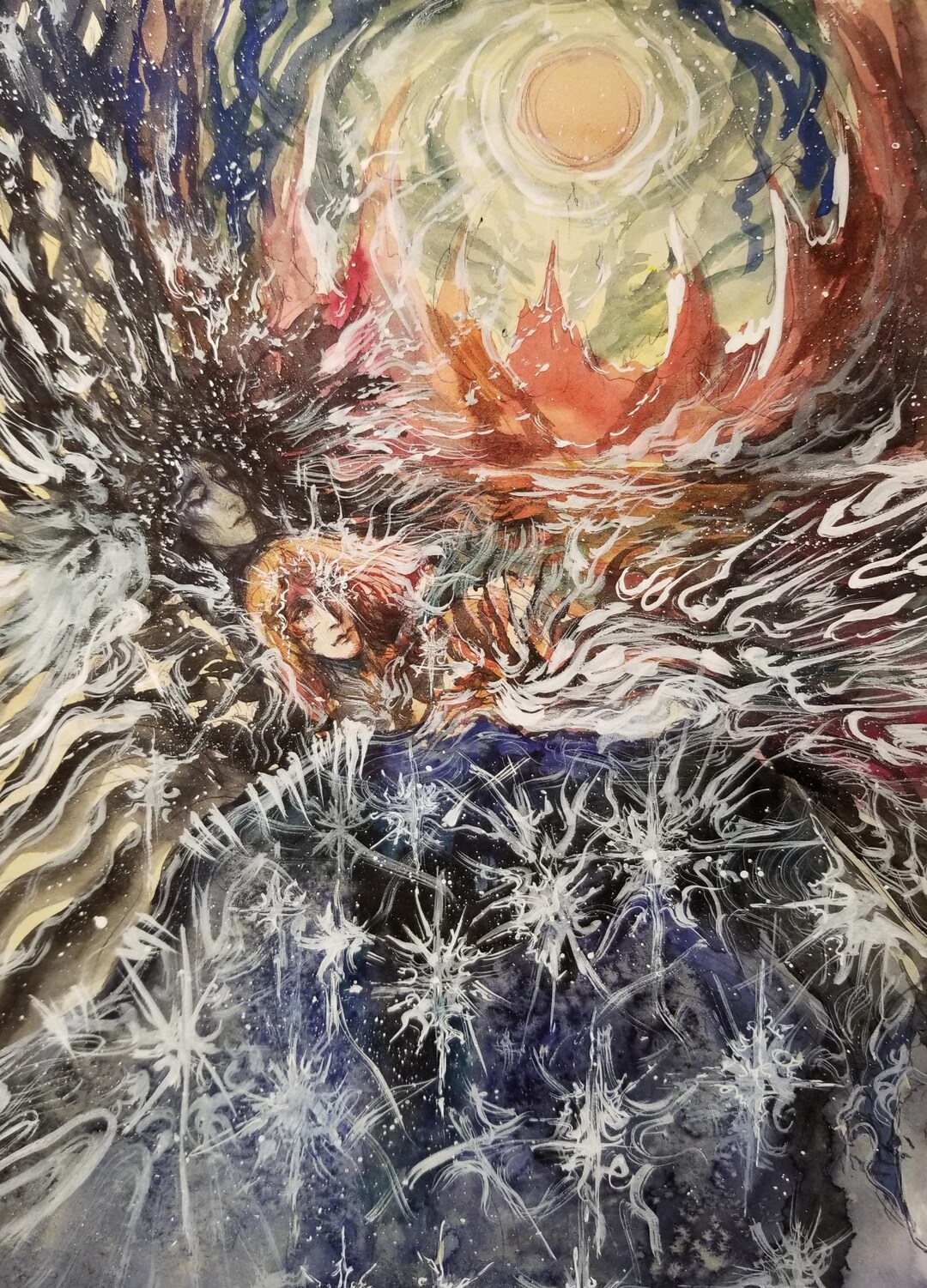 ORIGINAL Beloved of the Night Sky Watercolor Painting Fallen Star ...