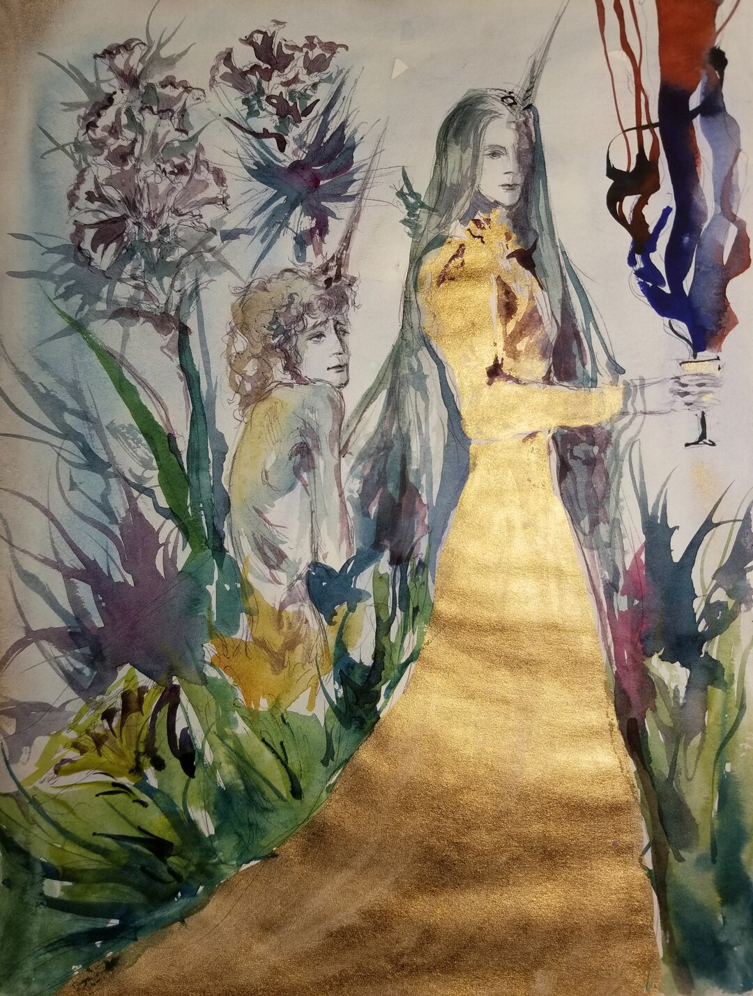 Original Aquarell Gemälde Blumenwiese Weg Der Feen Elfen Folk - Etsy.de