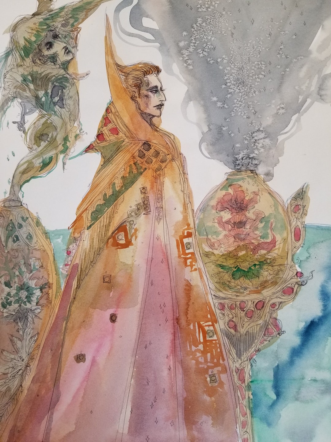 Original Painting Alchemist of Flowers Magician Botanist Wizard ...