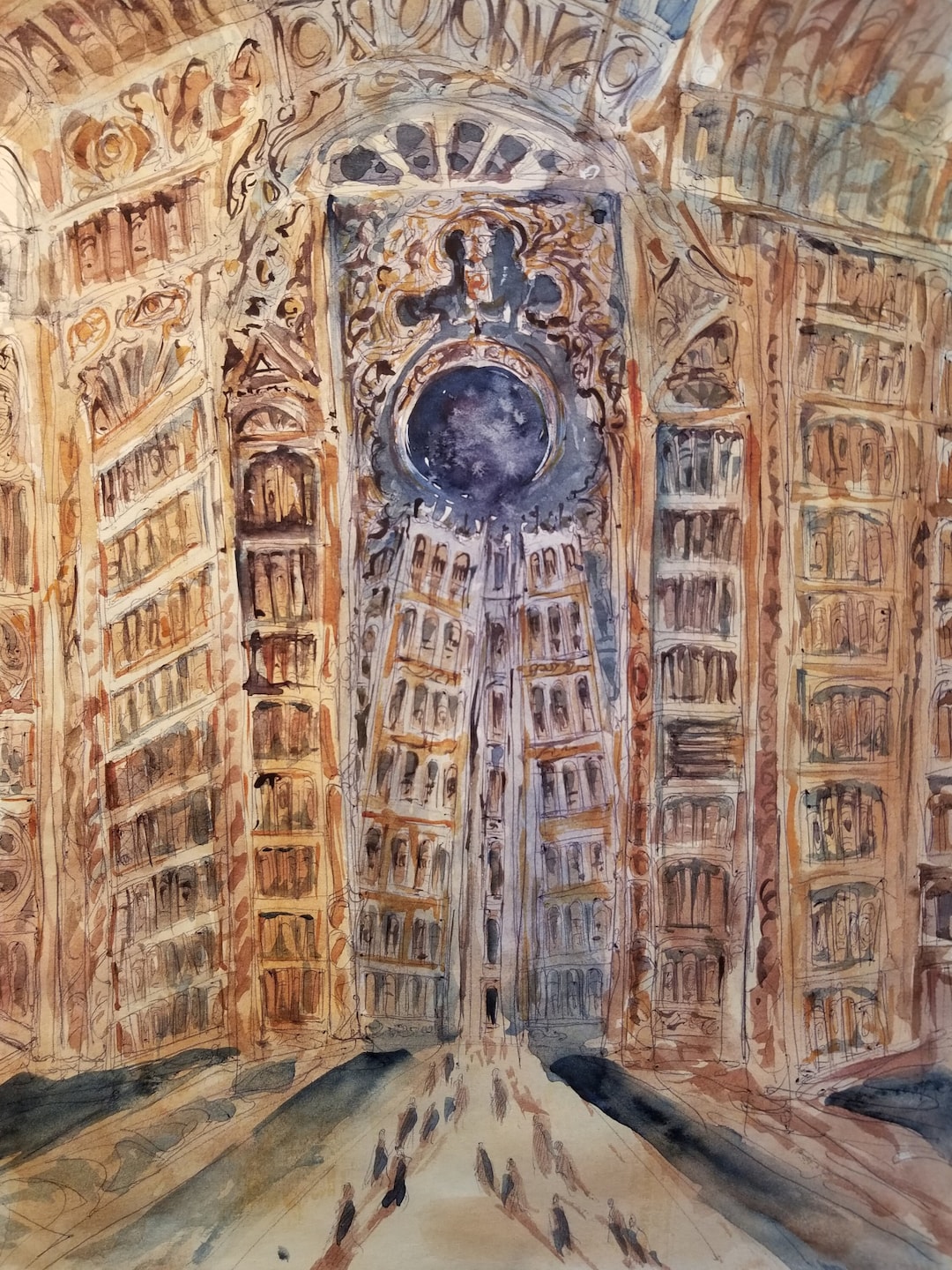 Labyrinth Library Original Watercolor Painting Not Print Enchanted Hall ...