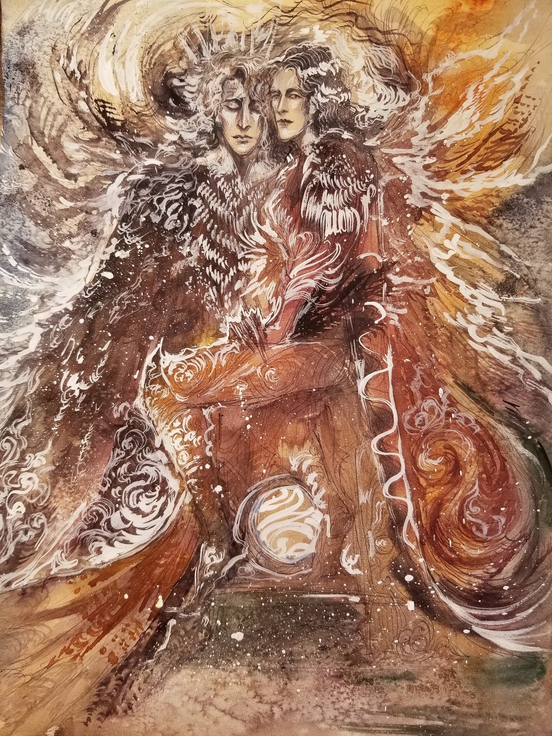 ORIGINAL Knight of the Raven King Watercolor Painting Elven Spirit ...