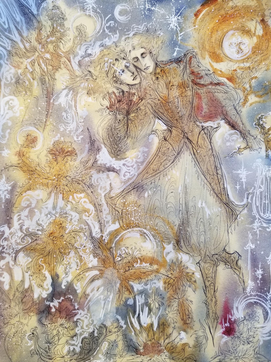 ORIGINAL Apollo and Hermes Watercolor Painting Mask of Starlight ...