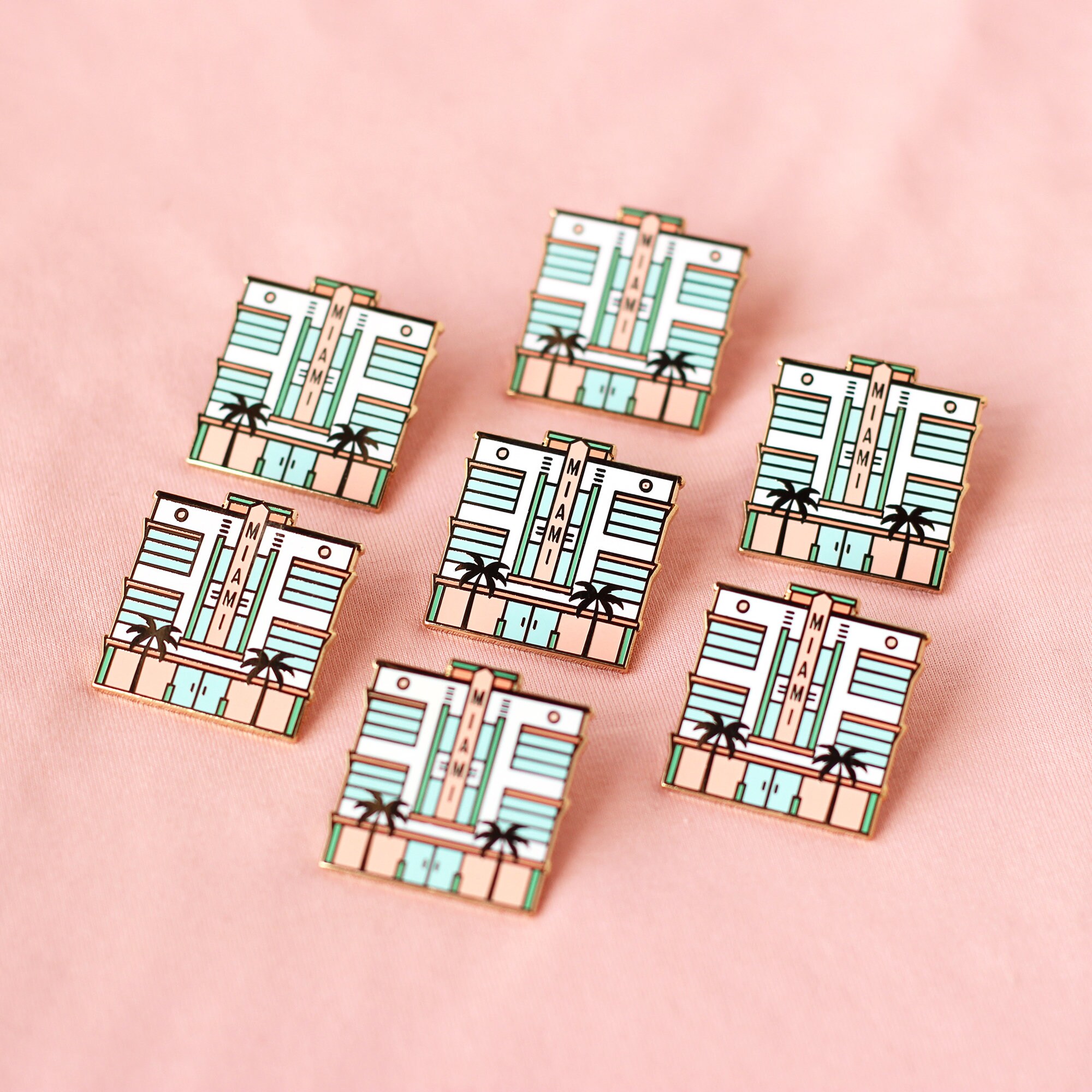 Miami Art Deco Building Enamel Pin - Etsy