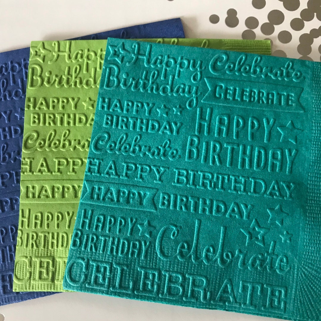 Birthday Napkin Embossed Paper Napkin Birthday Birthday Party Happy ...
