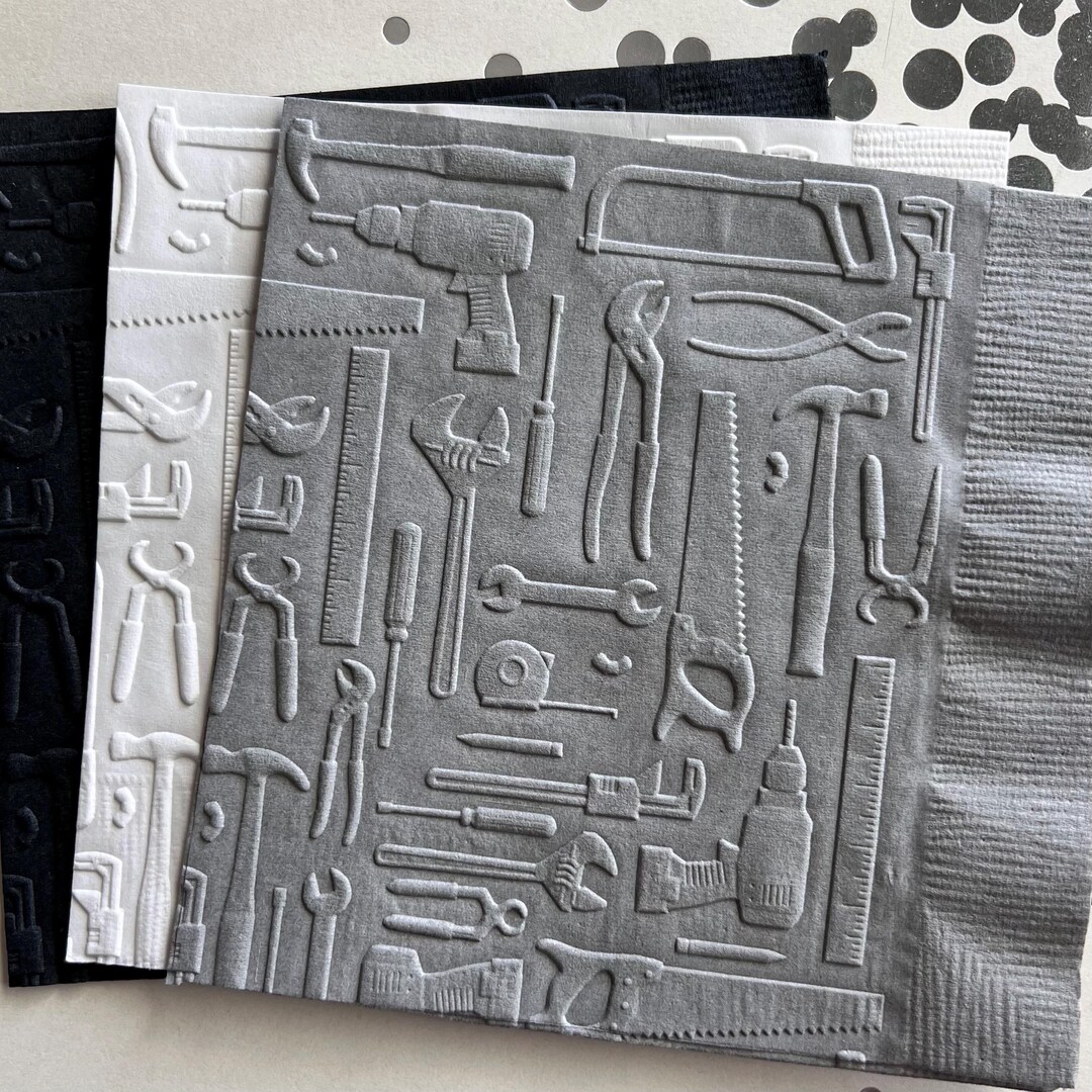 Tools Napkin ~ Embossed Napkin ~ Masculine Birthday ~ Retirement ...