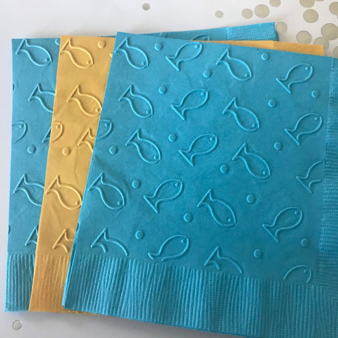 Embossed Fish Napkin Party Birthday Retirement Fishing Fisherman ...
