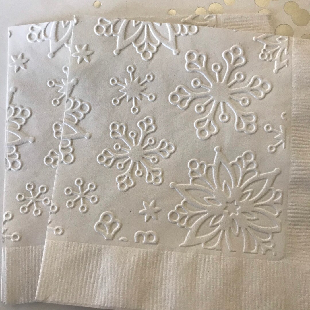 Snowflake Napkin Embossed Paper Napkin Christmas Winter Napkin Winter ...