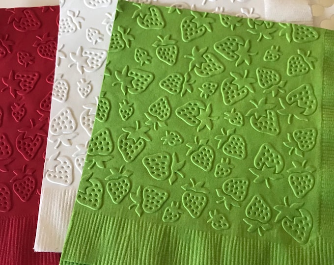 Strawberry Napkin Embossed Paper Napkin Strawberry - Etsy