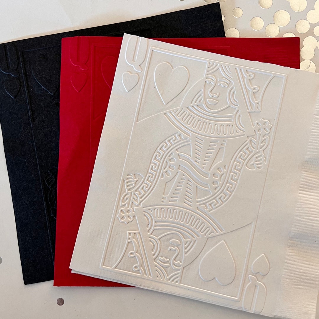Queen of Hearts Napkin ~ Casino Party ~ Poker Party ~ Cards Party ...