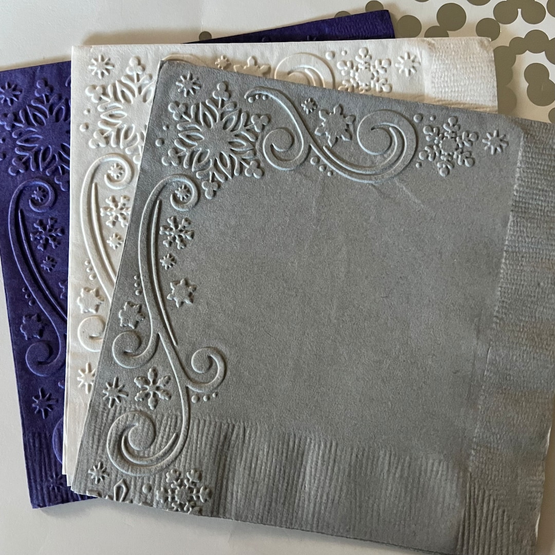 Snowflake Napkin Embossed Paper Napkin Christmas Winter Napkin Winter ...