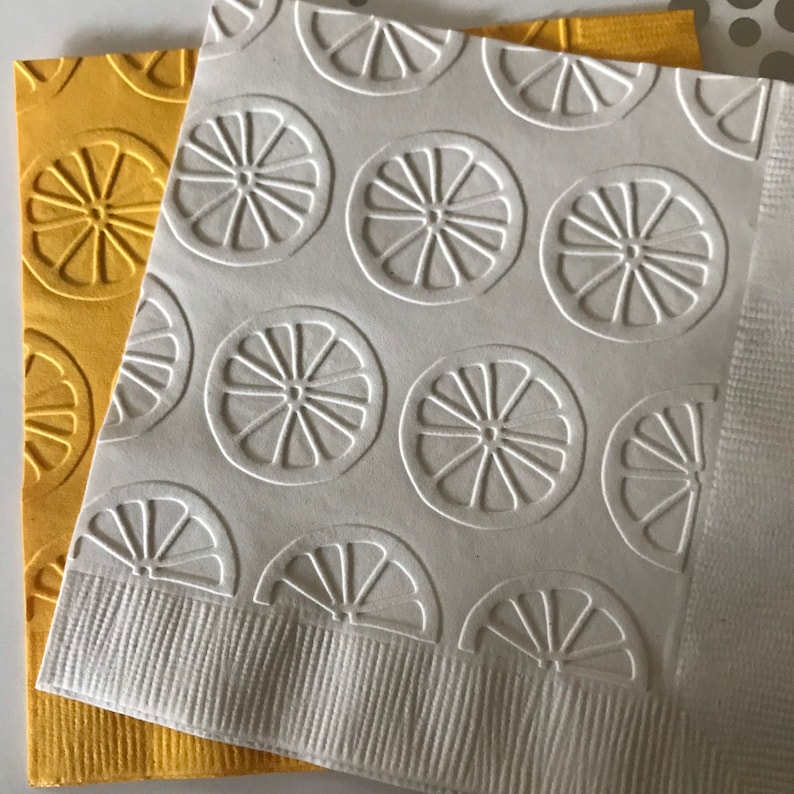Lemon Napkin Embossed Paper Napkin Lemon Lemonade - Etsy