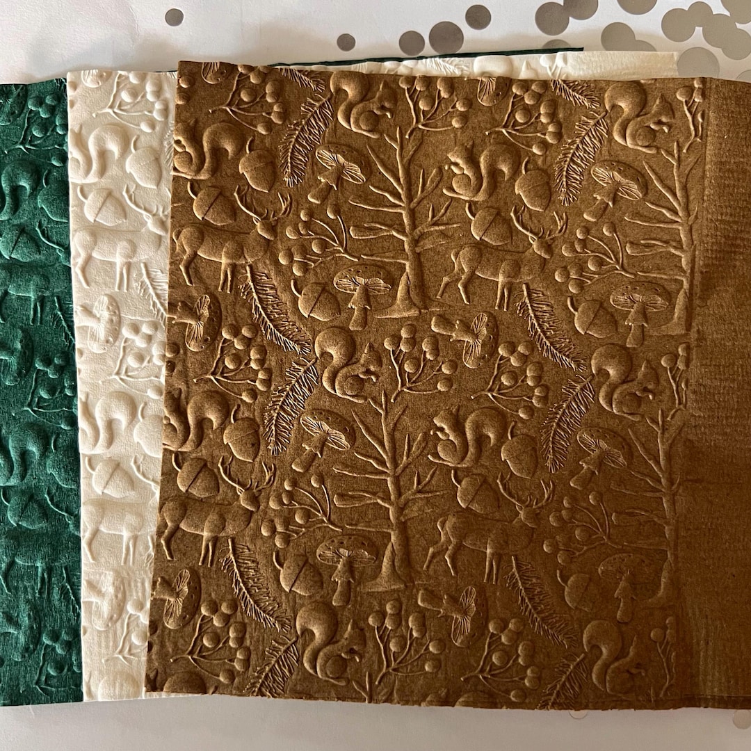 Woodland Creatures Napkin Embossed Paper Napkin Birthday Shower Gender ...